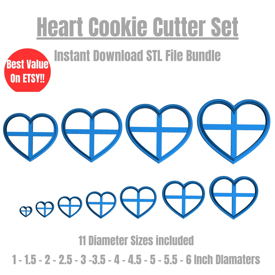 Heart Cookie/icing/clay/play Doh Cutter 3D Printing Model STL File 11 ...