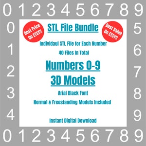 3D Numbers 0-9 Arial Black Font 3D Printing STL 40 Files Bundle Free ...