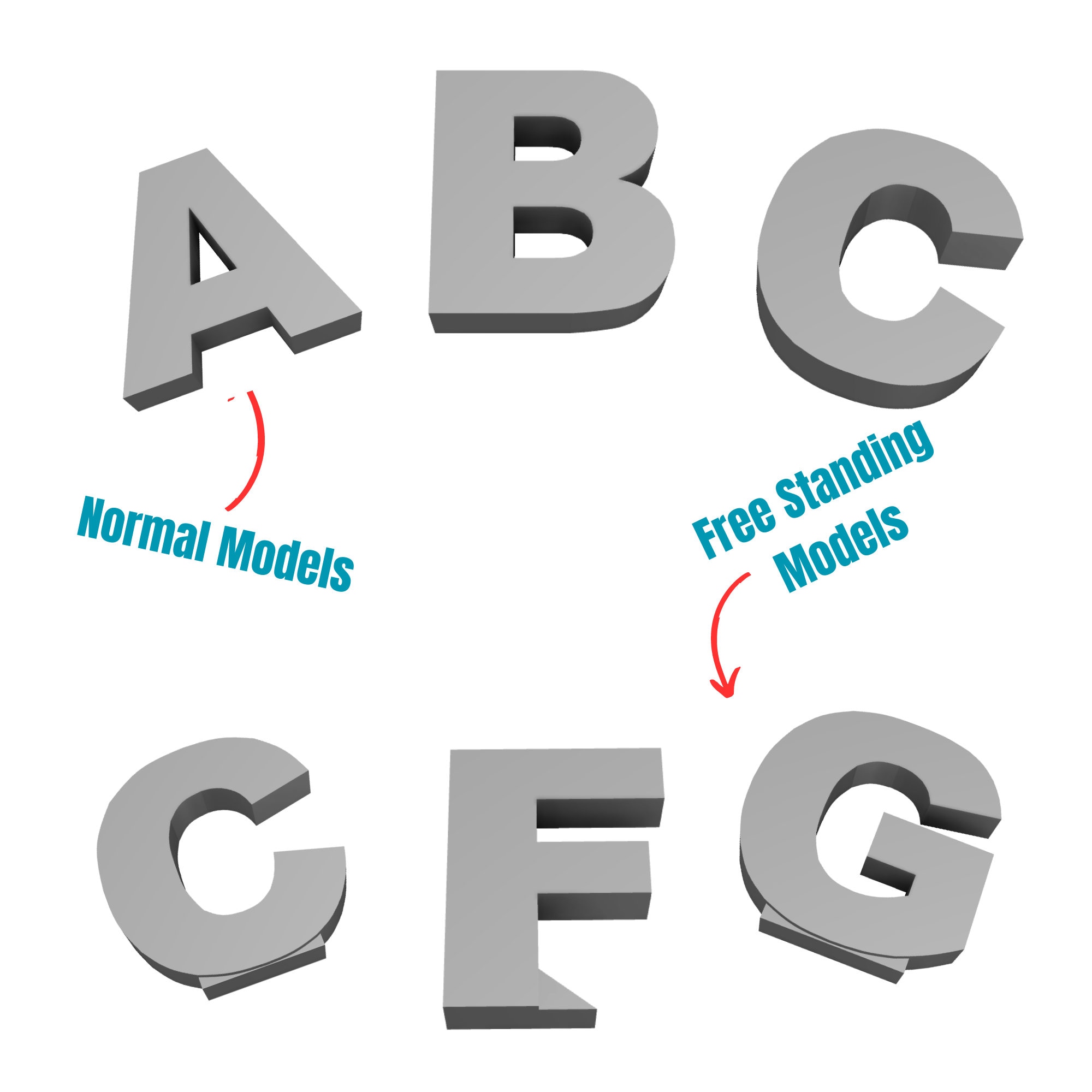 3D Letters Full Alphabet A-Z Arial Black Font 3D Printing STL 208 Files ...