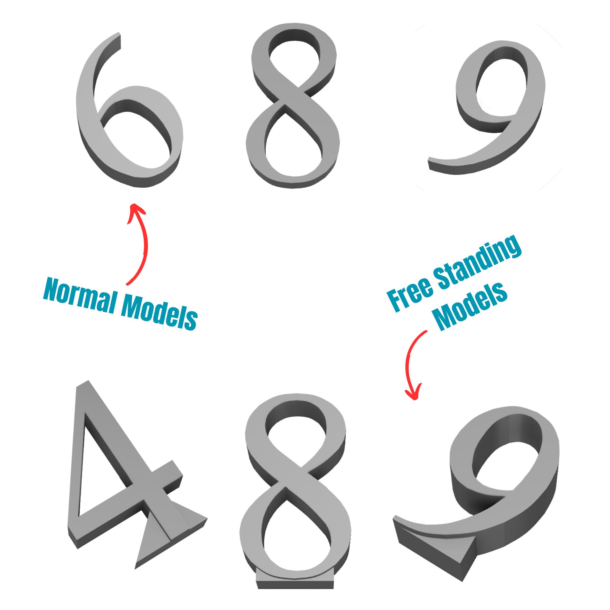 3D Numbers 0-9 Times New Roman Font 3D Printing STL 40 Files Bundle ...