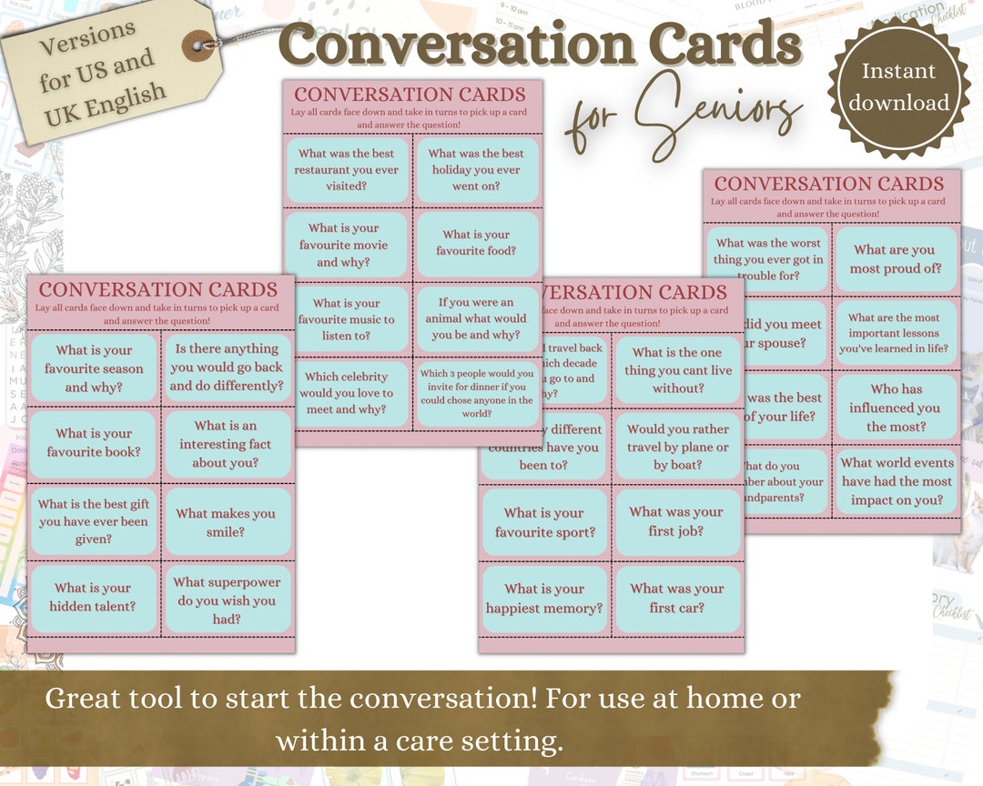 Printable Conversation Cards for Seniors, Dementia Activities ...