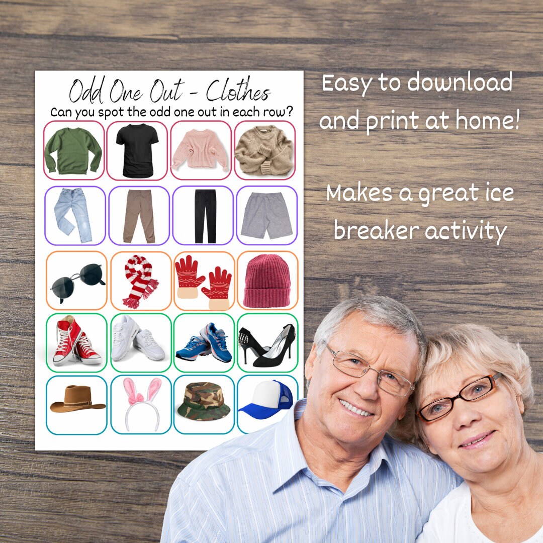 Odd One Out, Dementia Activities, Dementia Printables, Brain Games for ...