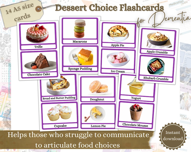 Meal Choice Flashcards, Visual Aid for Seniors, Dementia Sign, Care ...