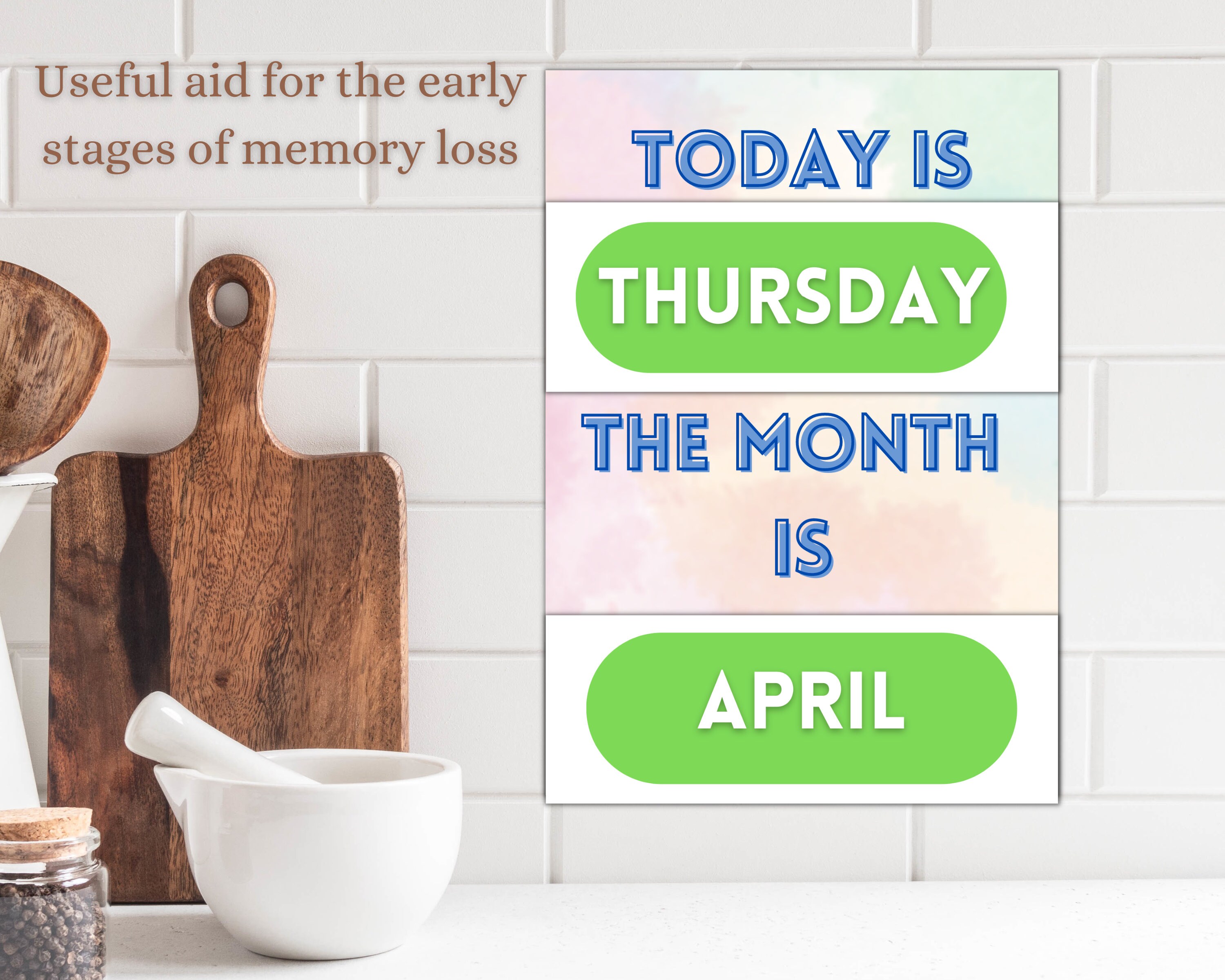 Printable Day and Month Reminder for Memory Loss, Dementia Aid ...