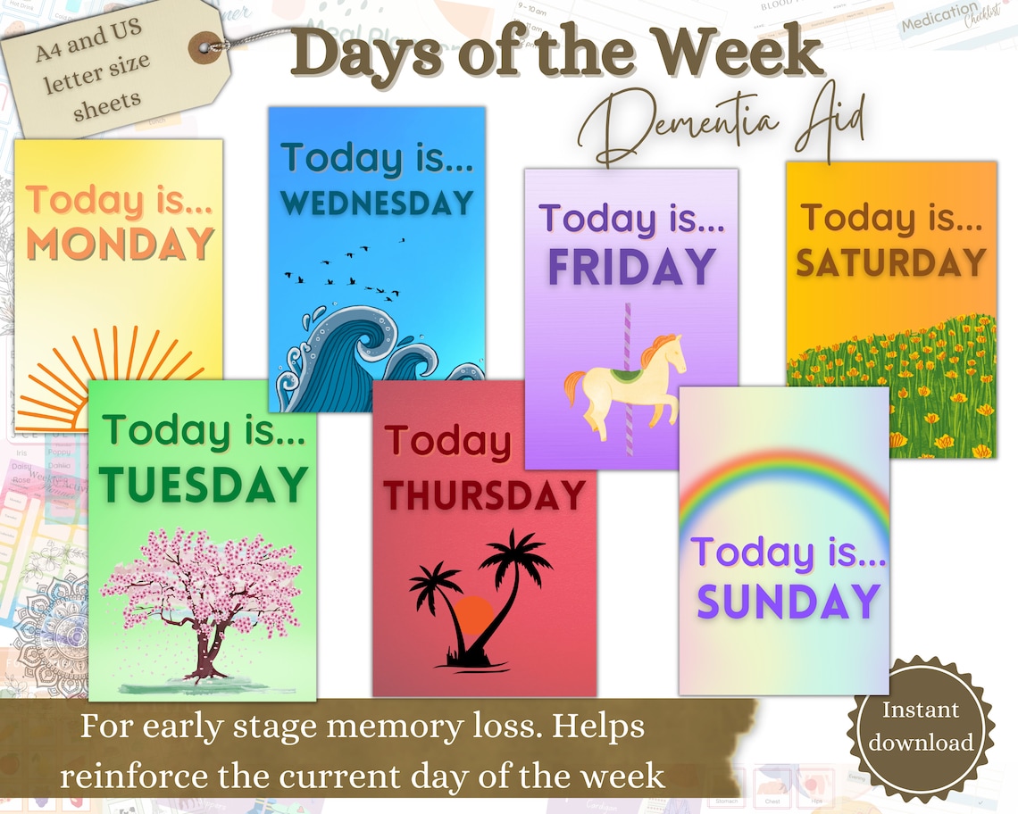 Printable Day of the Week Reminder for Memory Loss, Dementia Aid ...