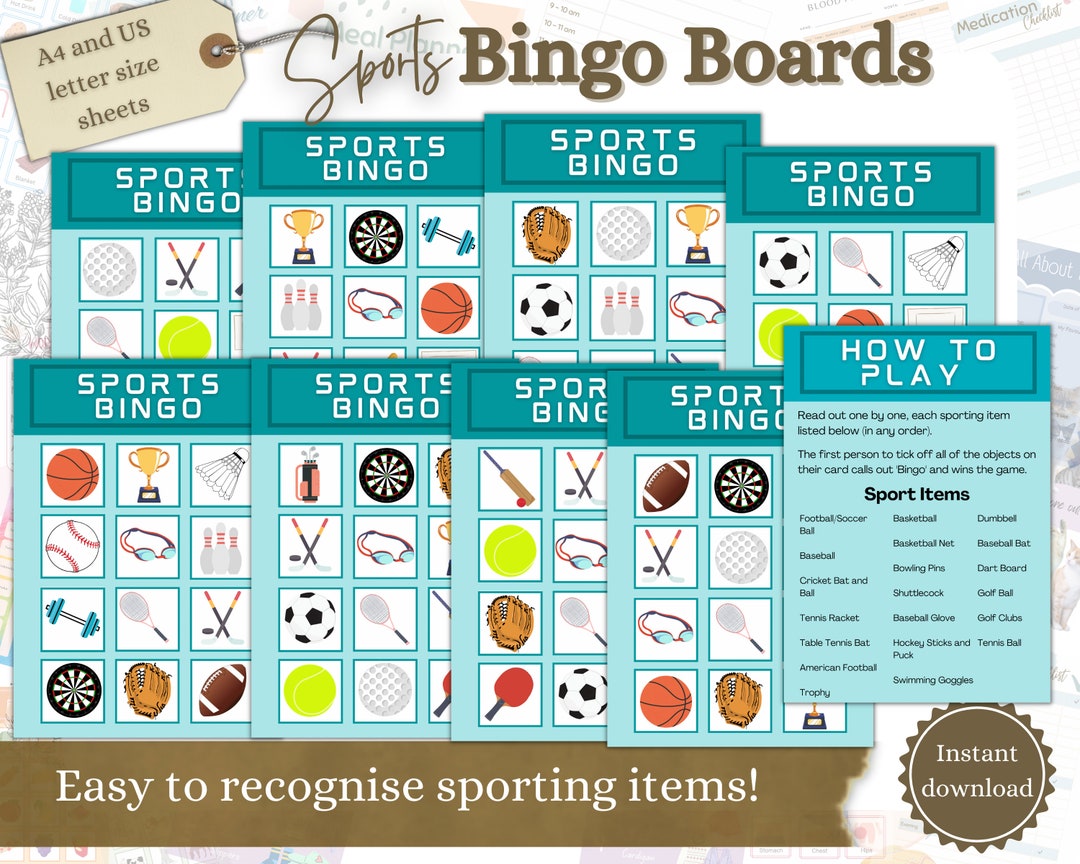 Sports Bingo Game for Seniors, Bingo Board, Alzheimers Activities ...