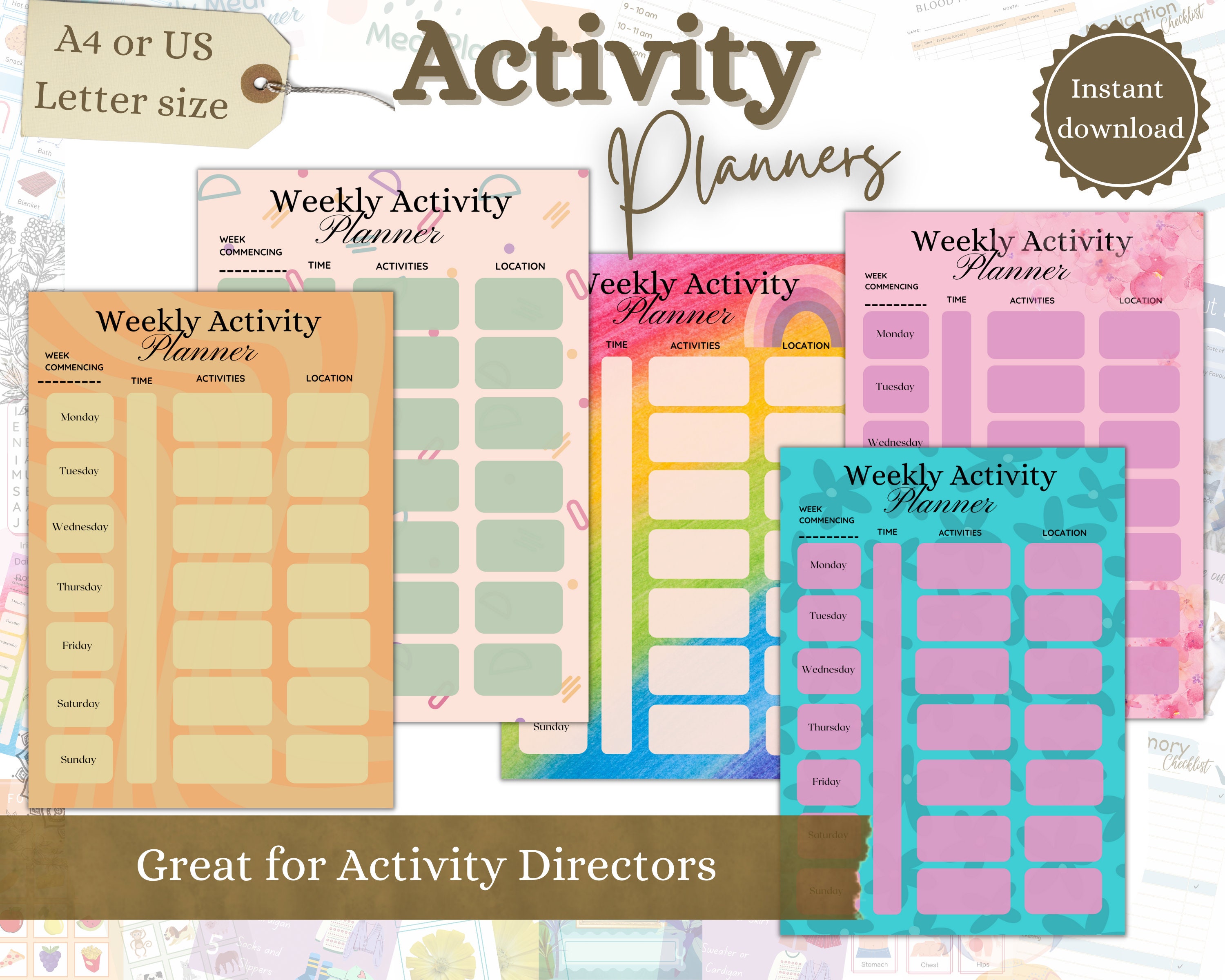 Activity Planner, Printable Planner, Elderly Care Planner, Activity ...