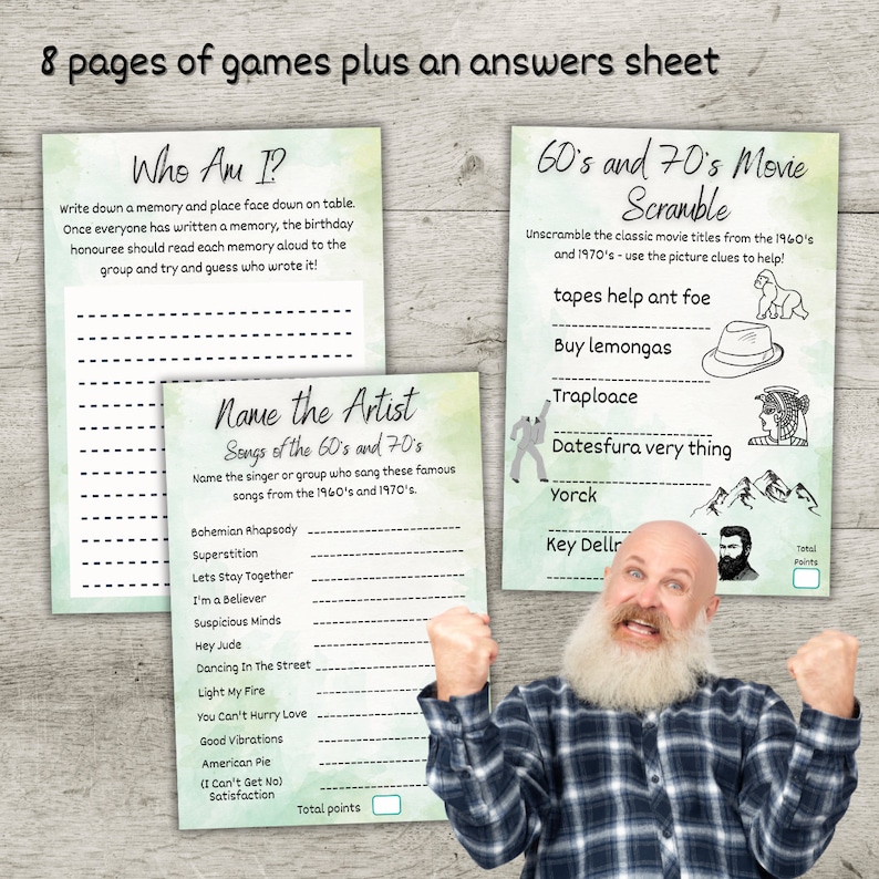 Party Games for Seniors, Printable Party Games, 70th Birthday Games ...