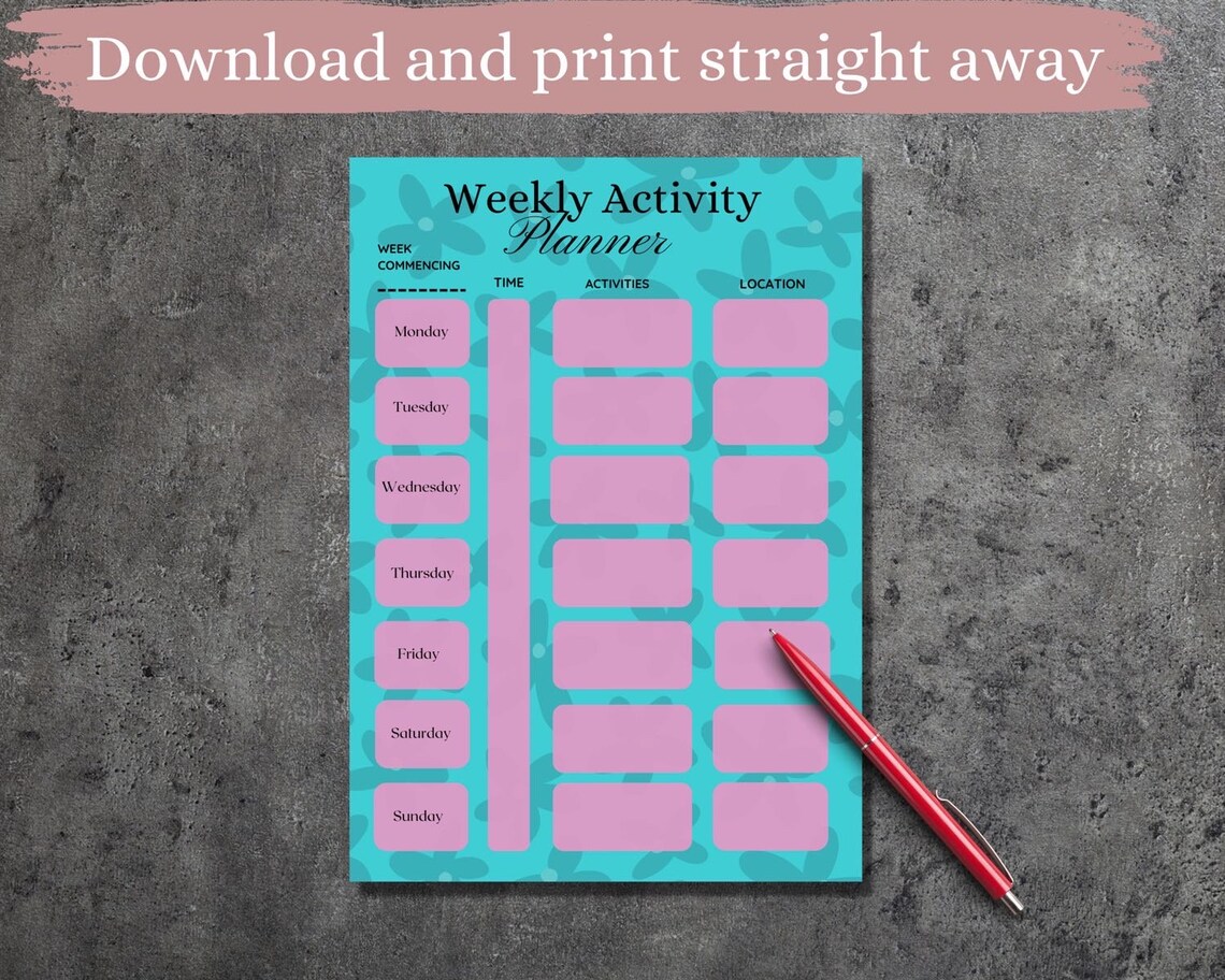 Activity Planner, Printable Planner, Elderly Care Planner, Activity ...