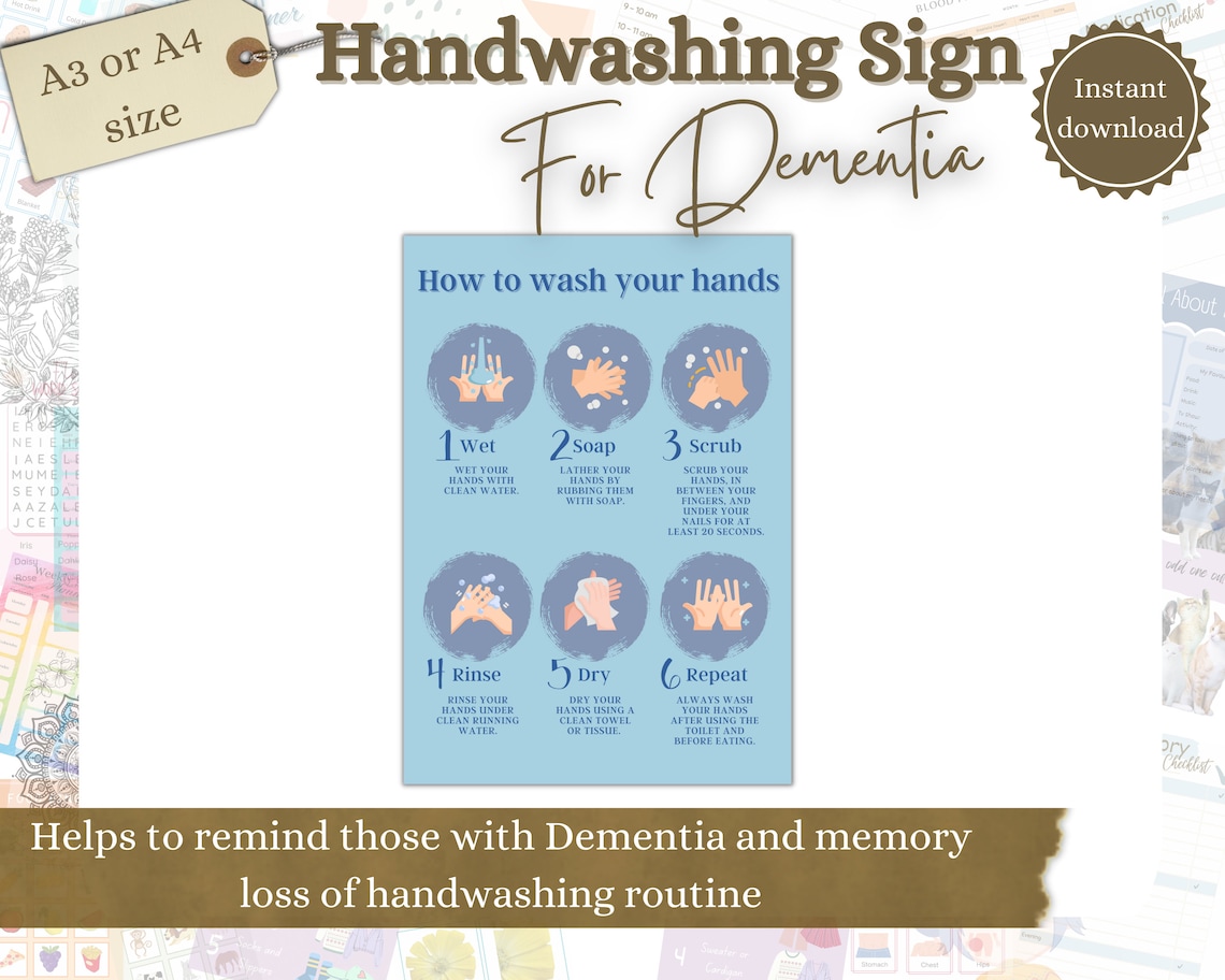 Handwashing Sign, Handwashing Poster, Dementia Sign, Memory Aid ...