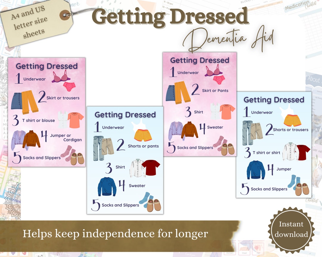 Getting Dressed Memory Aid, Printable Dementia Aid, Alzheimer’s Help ...