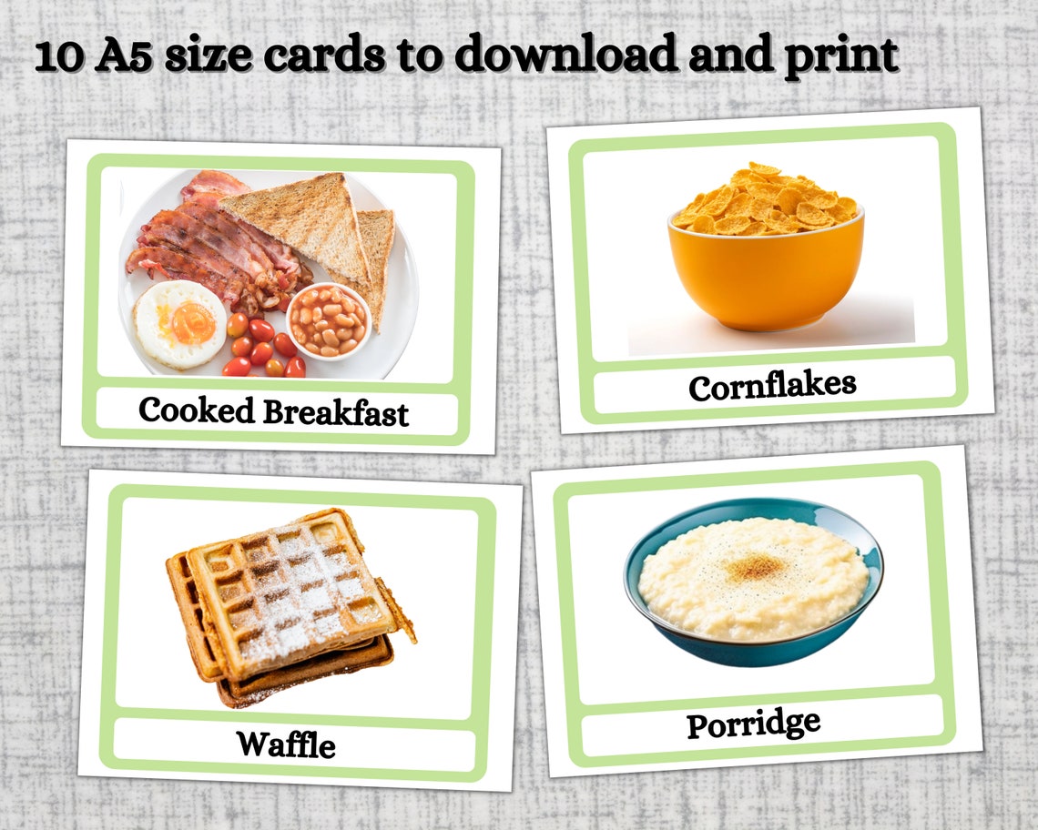 Meal Choice Flashcards, Memory Care, Visual Aid for Seniors, Dementia ...