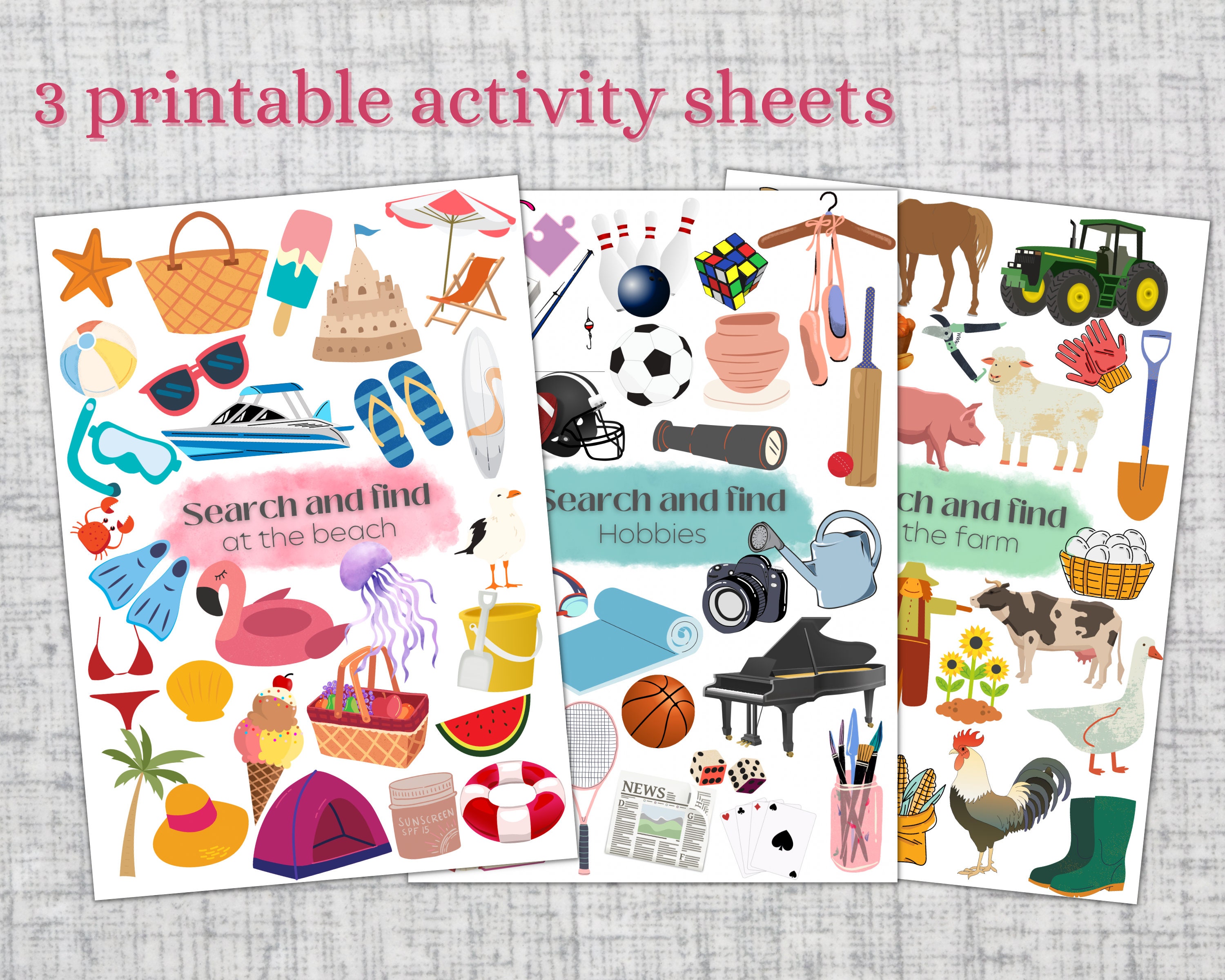 Search and Find Activity Sheets for Seniors, Printable Activities for ...