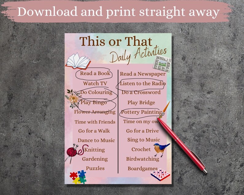This or That, What Would You Rather, Dementiability, Care Home Activity ...