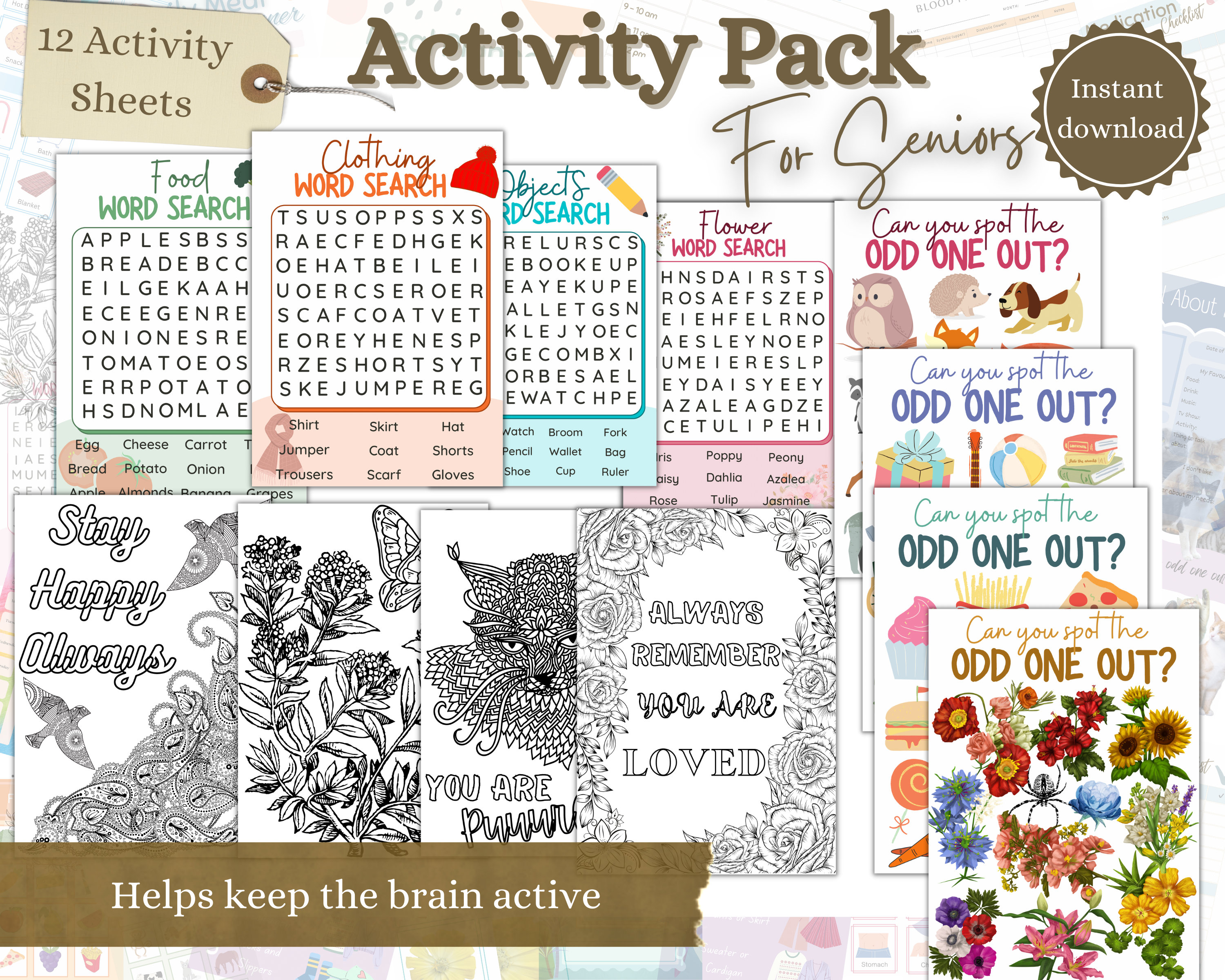 Dementia Activity Pack Brain Games Azheimers Activities - Etsy UK
