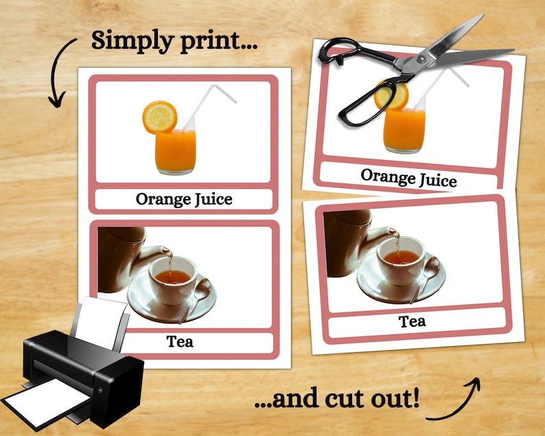 Drink Choice Flashcards, Visual Aid for Seniors, Dementia Aid, Care ...