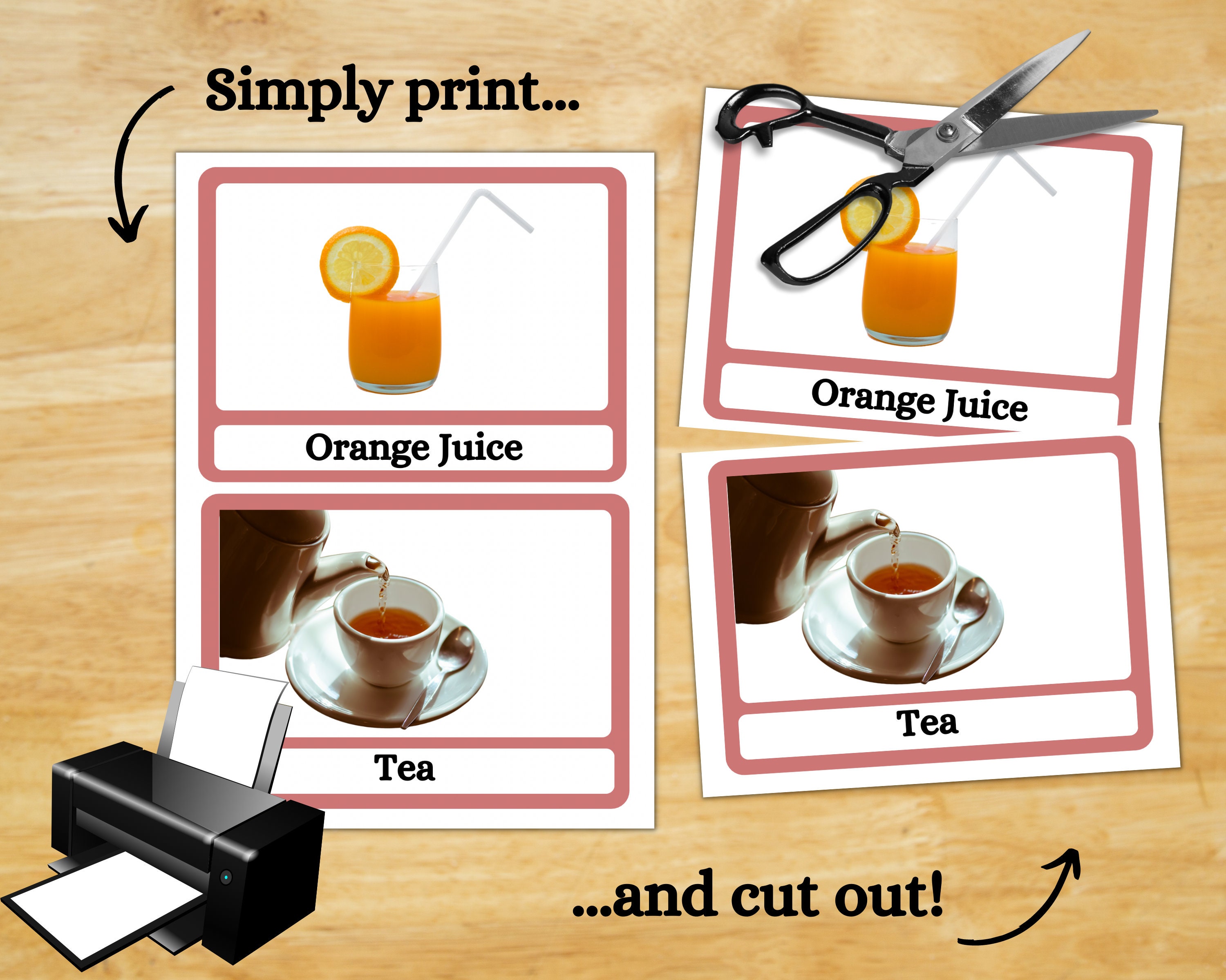 Drink Choice Flashcards, Visual Aid for Seniors, Dementia Aid, Care ...