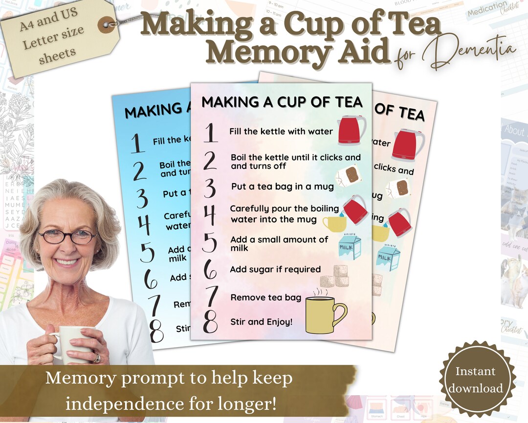 How to Make A Cup of Tea Sign, Memory Aid for Dementia, Wall Signs for ...