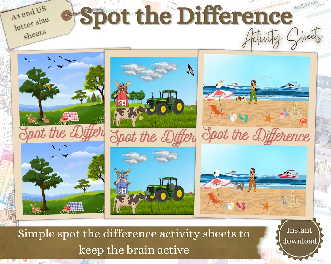 Spot the Difference Activity Sheets, Printable Activities for Seniors ...