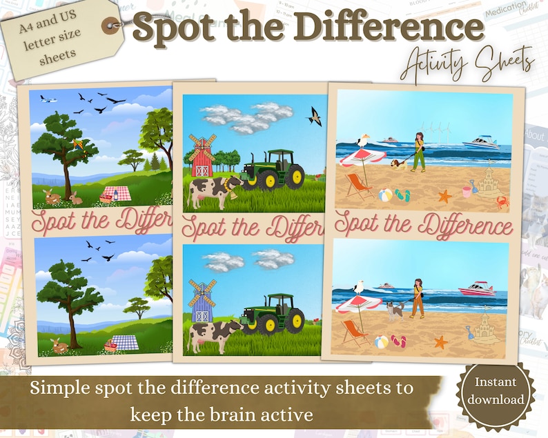 Spot the Difference Activity Sheets Printable Activities for - Etsy Canada
