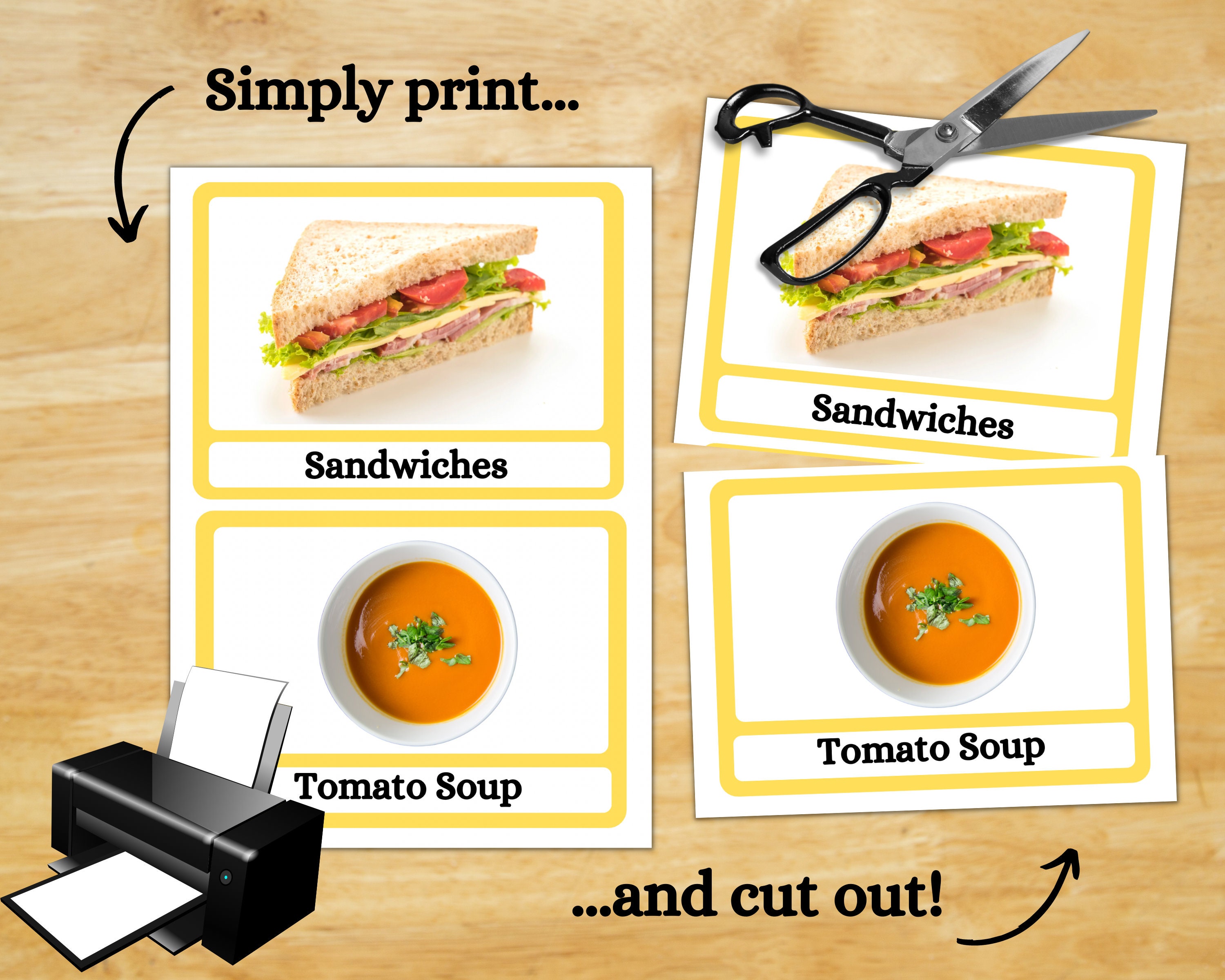 Lunch Choice Flashcards, Visual Aid for Seniors, Dementia Aid, Care ...