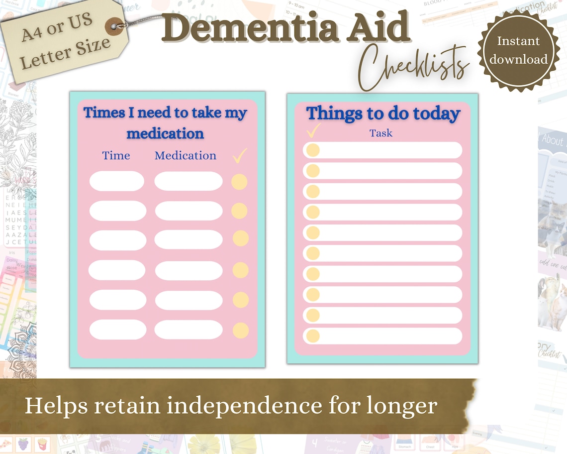 Memory Checklist for Seniors, Medication Reminder, to Do List ...