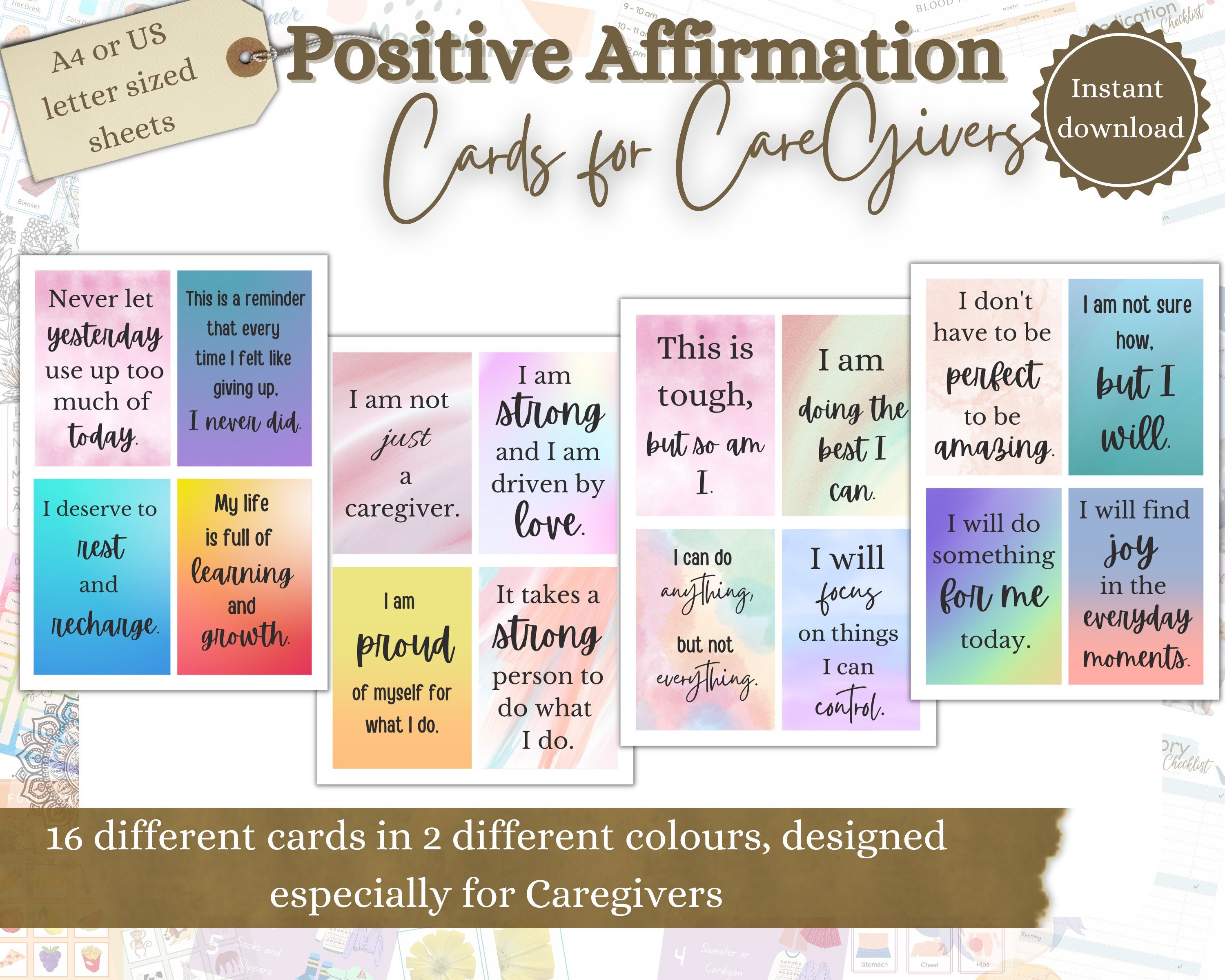 Positive Affirmation Cards for Caregivers, Gift for Caregivers ...