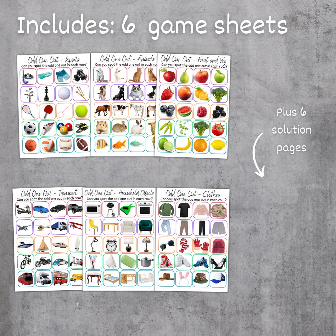 Odd One Out, Dementia Activities, Dementia Printables, Brain Games for ...