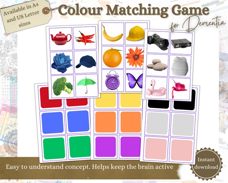 Activity for Seniors, Colour Matching Game, Dementia Activities ...