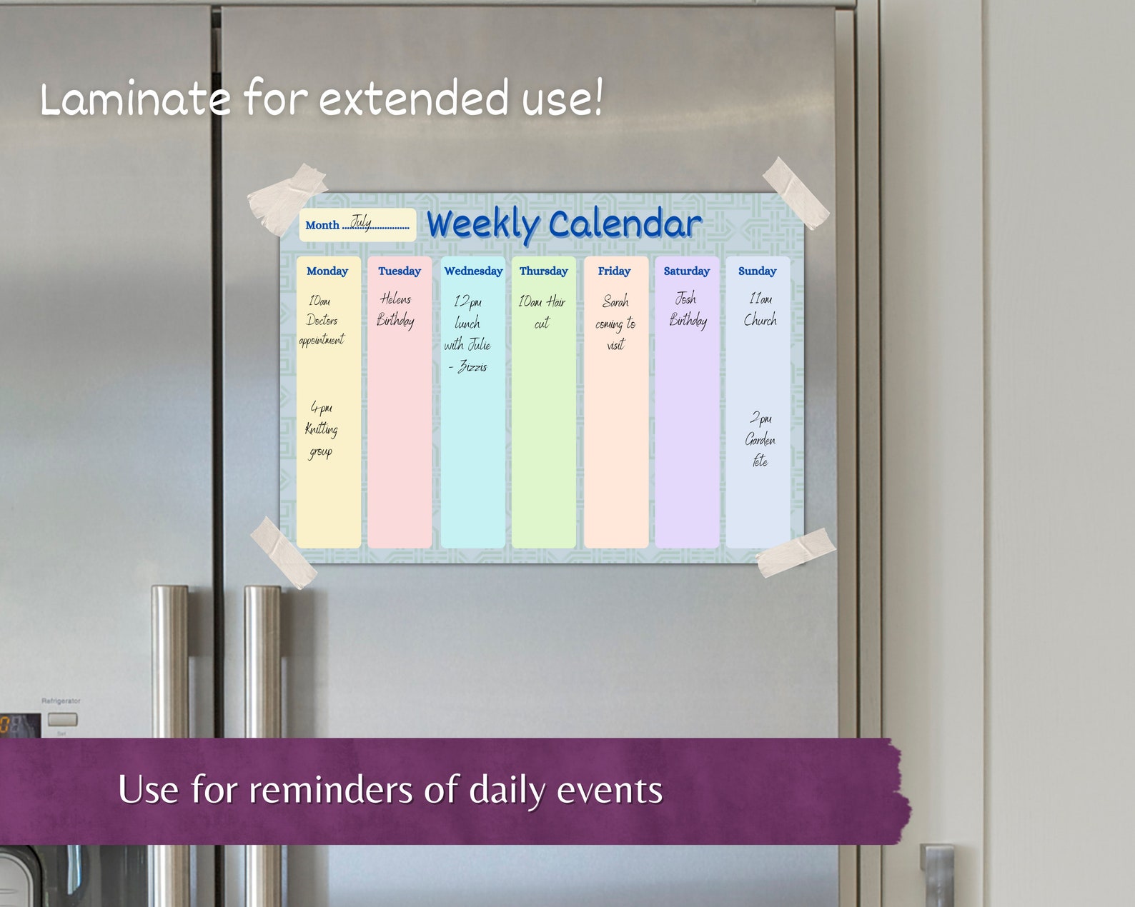 Weekly Calendar for Dementia, Printable Dementia Aid, Alzheimer’s Help ...