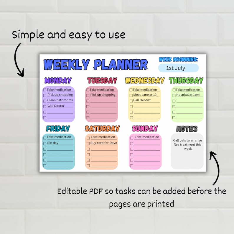 Memory Loss Planner, Weekly Planner, Dementia Help, Dementia Aid ...