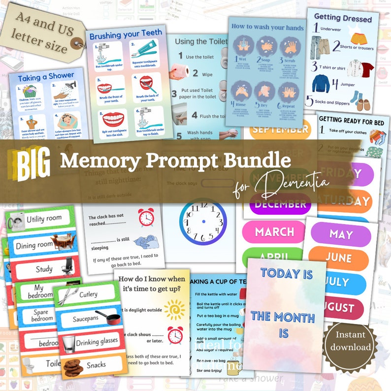 Dementia Aid Bundle, Flashcards, Care Tools, Dementia Signs, Door ...