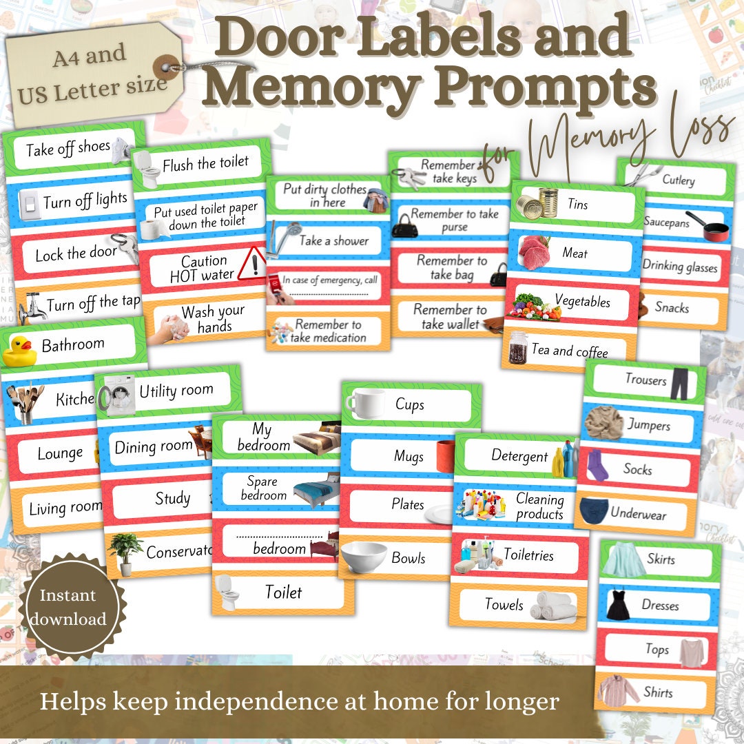 Dementia Room Signs, Dementia Labels, Memory Aids, Printable Room ...