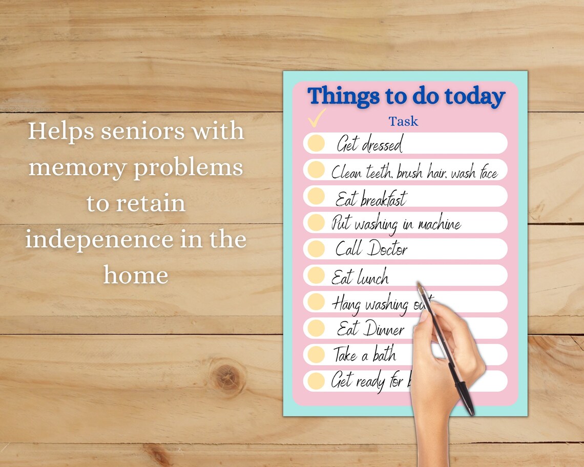 Memory Checklist for Seniors, Medication Reminder, to Do List ...