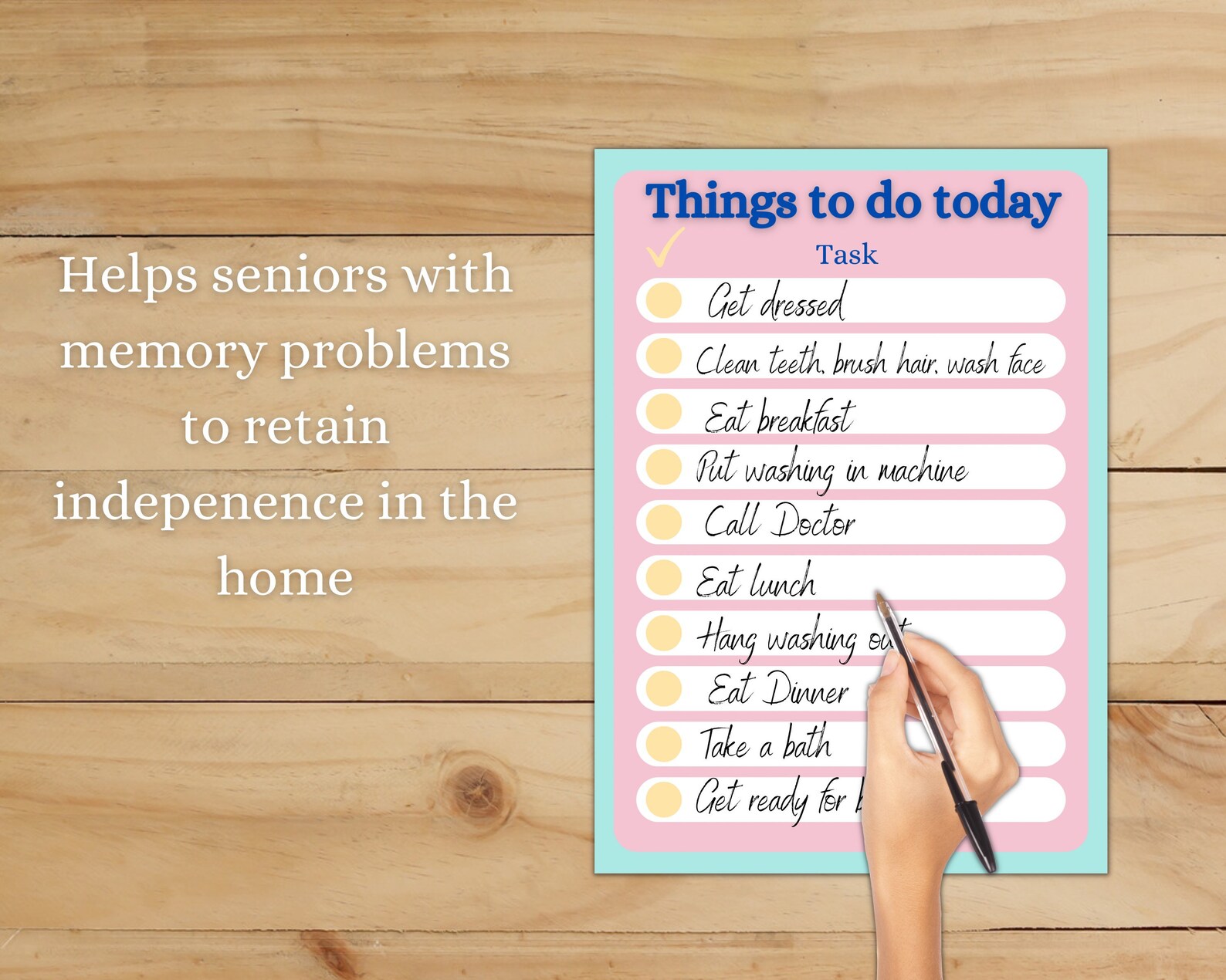 Memory Checklist for Seniors, Medication Reminder, to Do List ...
