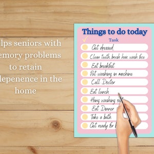Memory Checklist for Seniors, Medication Reminder, to Do List ...