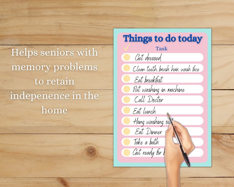 Memory Checklist for Seniors, Medication Reminder, to Do List ...
