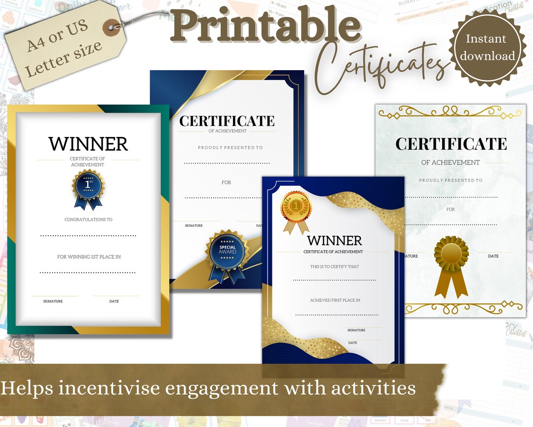 Printable Certificate, Certificate Download, Dementia Activities ...