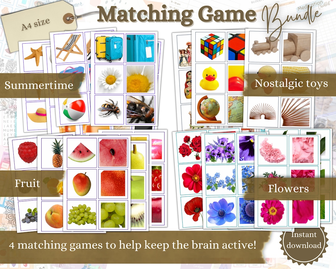Activity Bundle for Seniors, Matching Game, Dementia Activities ...