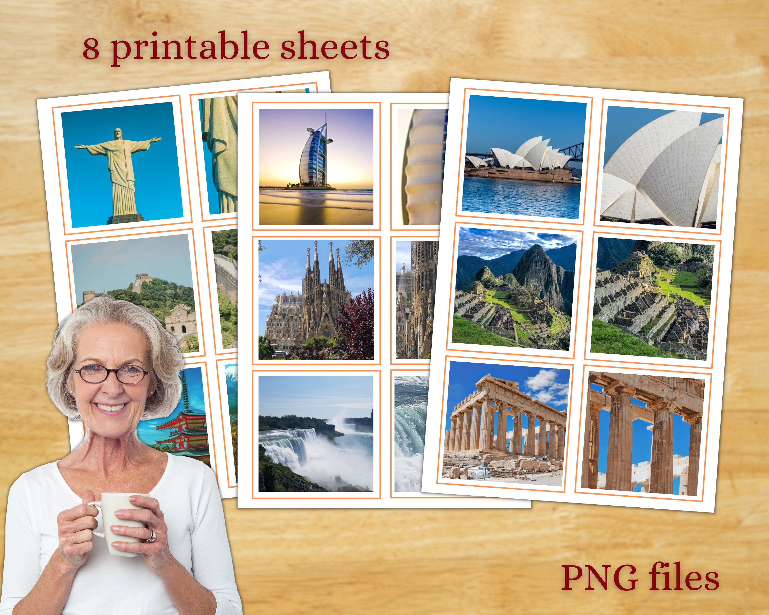 Famous Landmark Matching Game for Seniors, Sorting Activity, Care ...