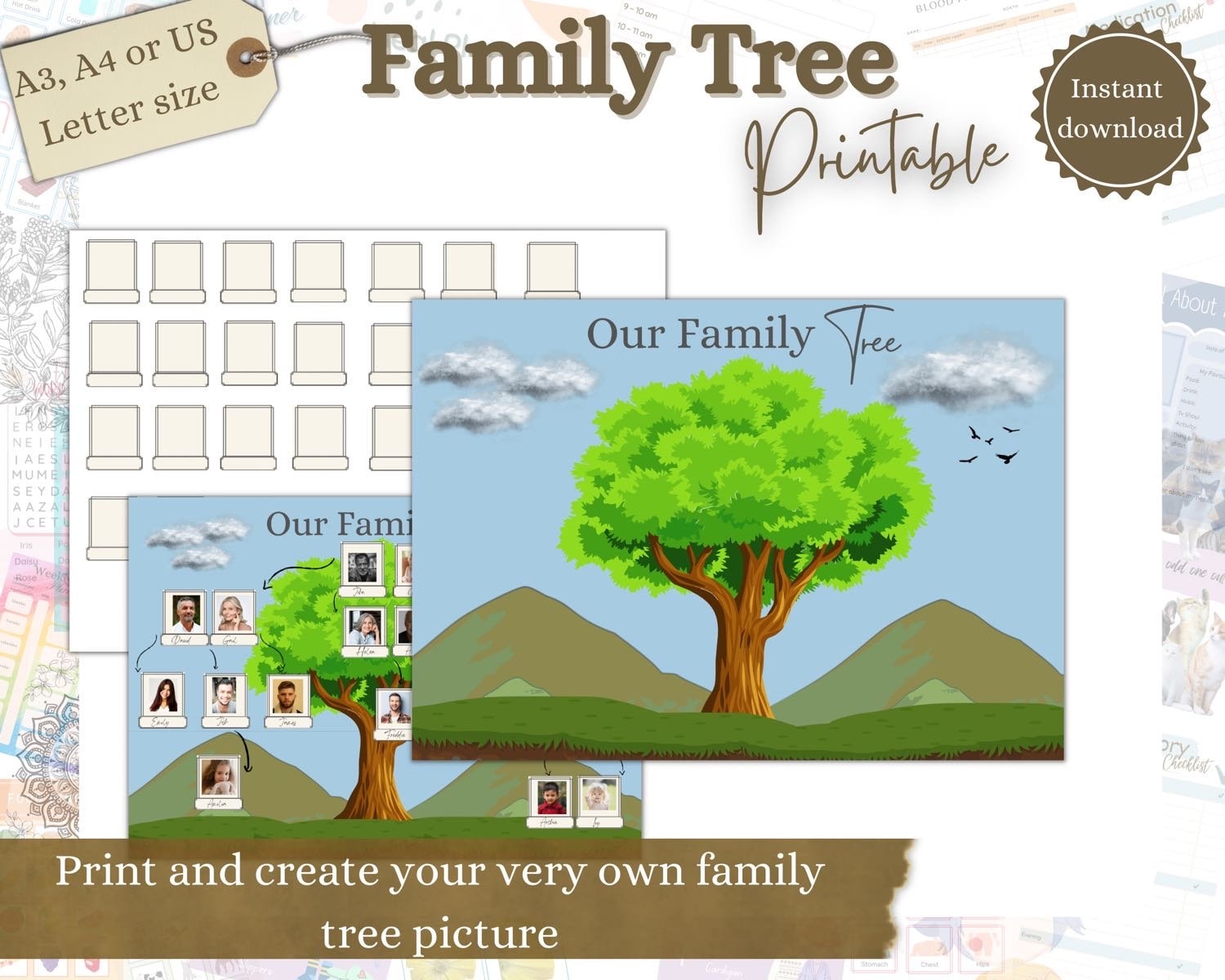 Dementia Gifts Family Tree, Family Tree Printable, Fillable Family Tree ...