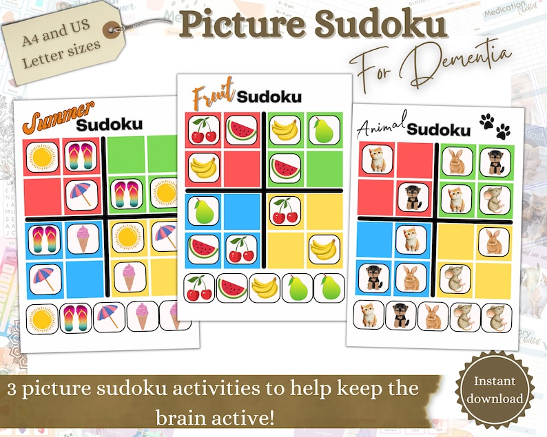 Sudoku Activity for Seniors, Printable Dementia Activity, Alzheimer’s ...