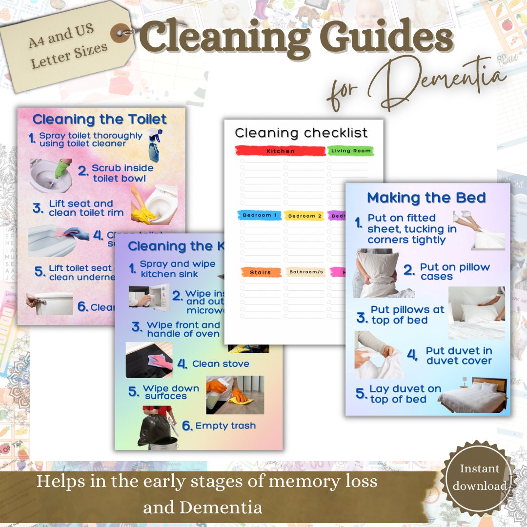 Dementia Aid Bundle, Cleaning Guides, Dementia Sign, Wall Sign for ...