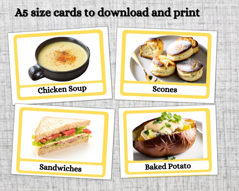 Meal Choice Flashcard Bundle, Visual Aid for Seniors, Dementia Aid ...