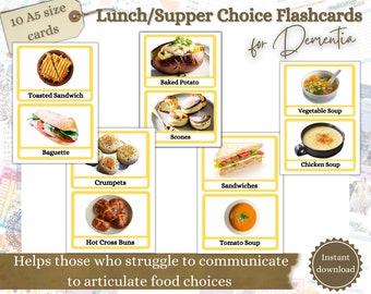 Meal Choice Flashcards, Visual Aid for Seniors, Dementia Aid, Care ...