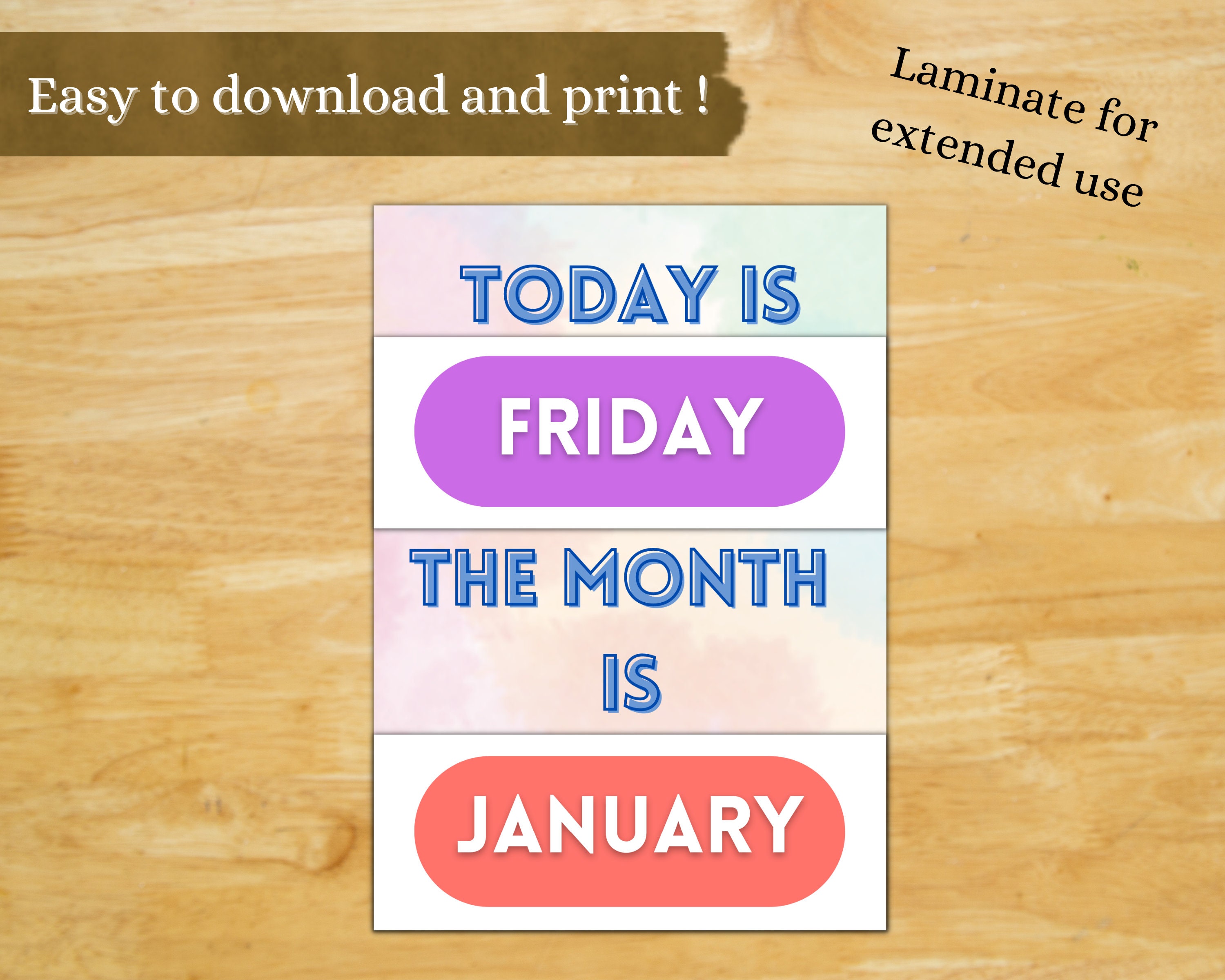 Printable Day and Month Reminder for Memory Loss, Dementia Aid ...