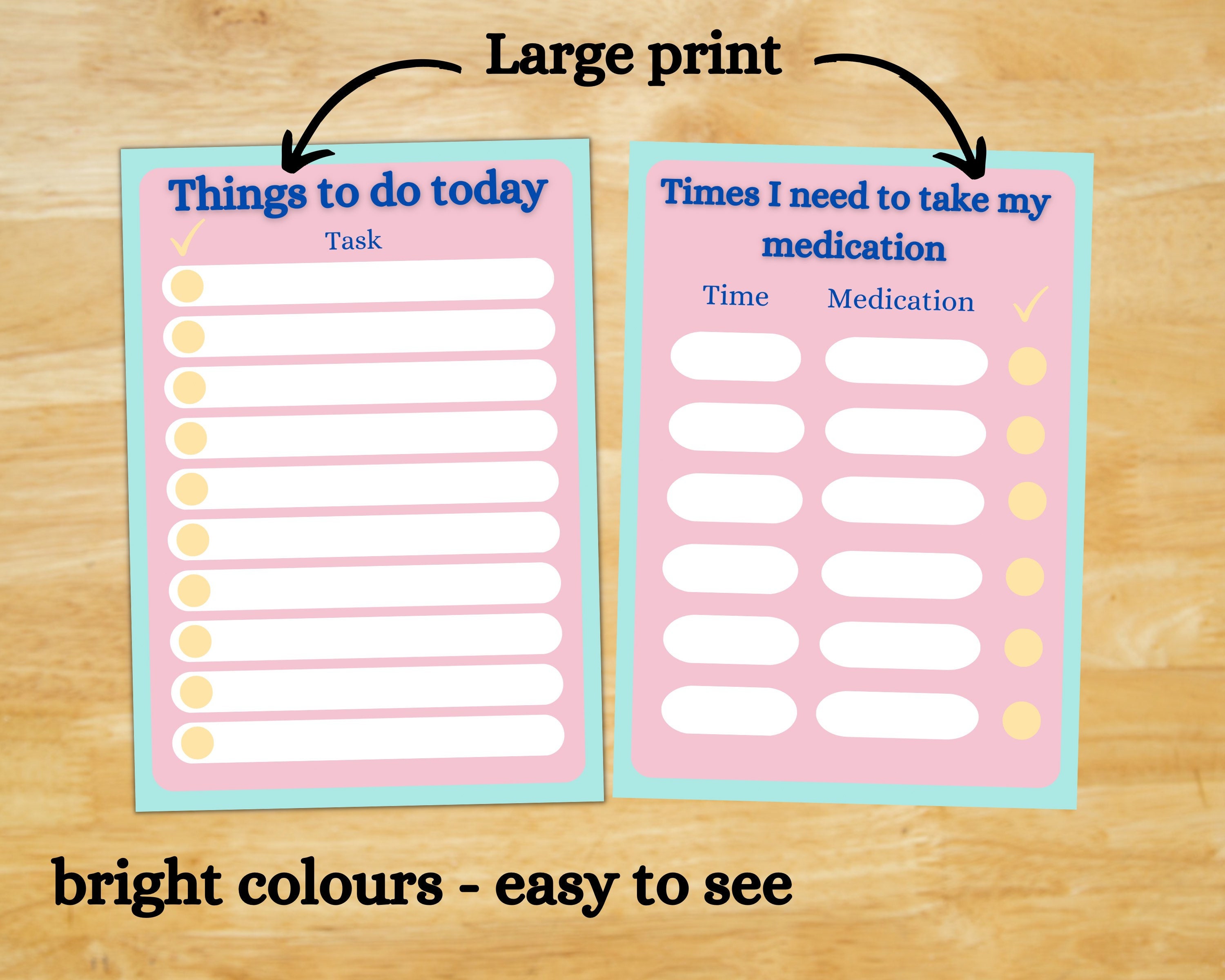 Memory Checklist for Seniors, Medication Reminder, to Do List ...