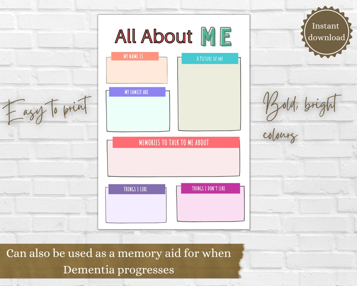 Dementia About Me Poster, Dementia Sign, Dementia Door Sign, Dementia ...