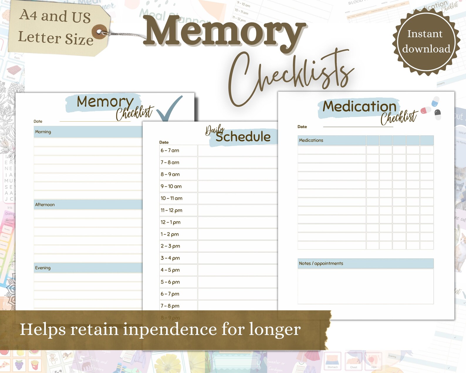 Memory Care Planner, Daily Schedule, Medication Planner, Elderly Care ...