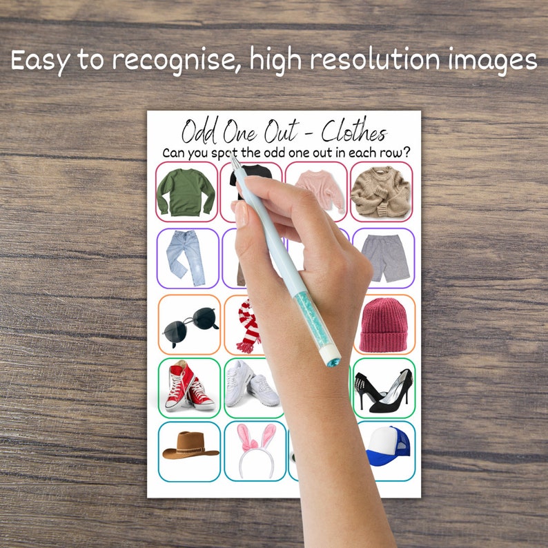 Odd One Out, Dementia Activities, Dementia Printables, Brain Games for ...